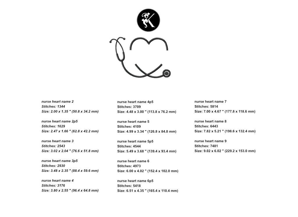 Nurse Stethoscope Heart Machine Embroidery Design: Split Monogram Frame ...