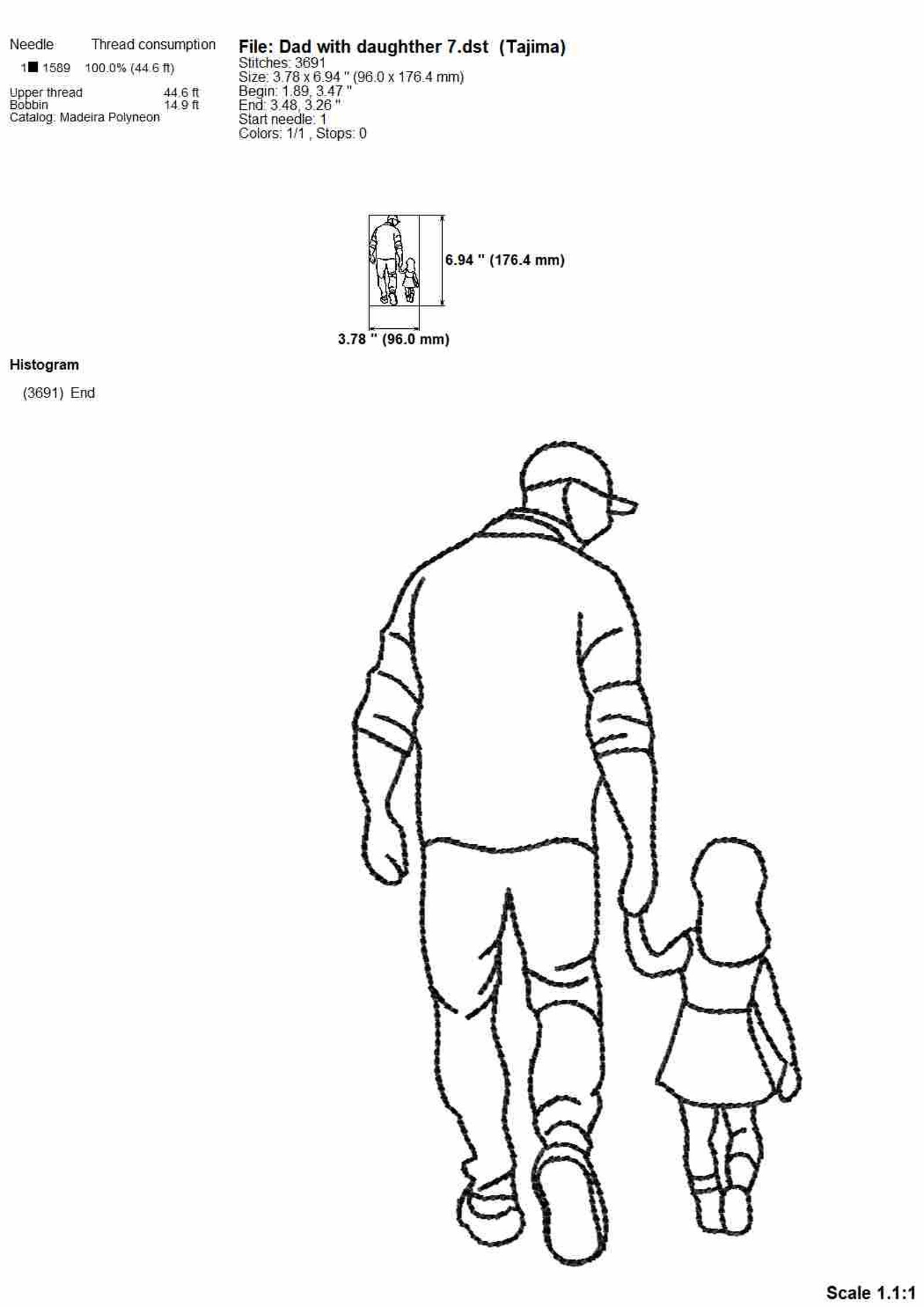 Dad and Daughter Machine Embroidery Design, Father’s Day Outline ...
