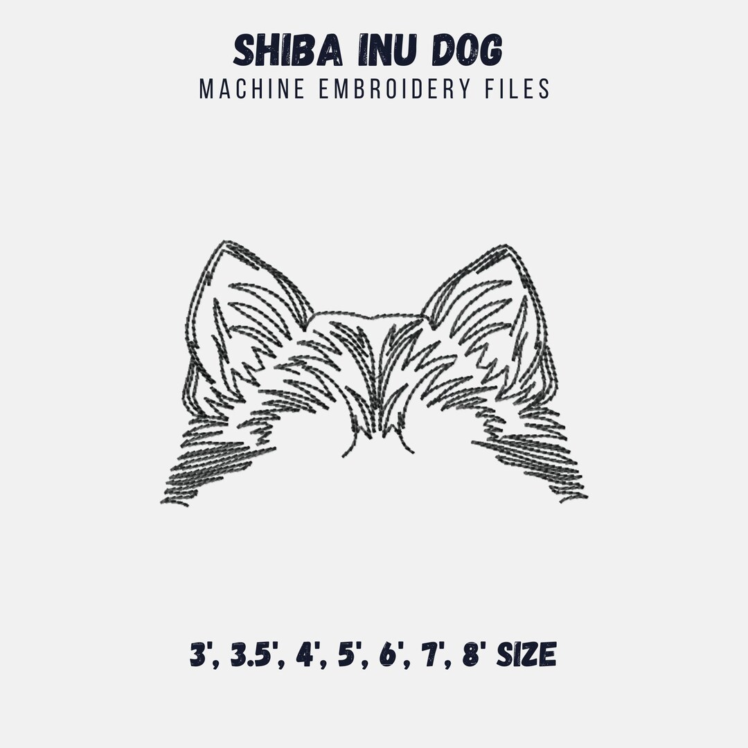 Shiba Inu Ears Outline Machine Embroidery Design, Akita Dog Sketch ...