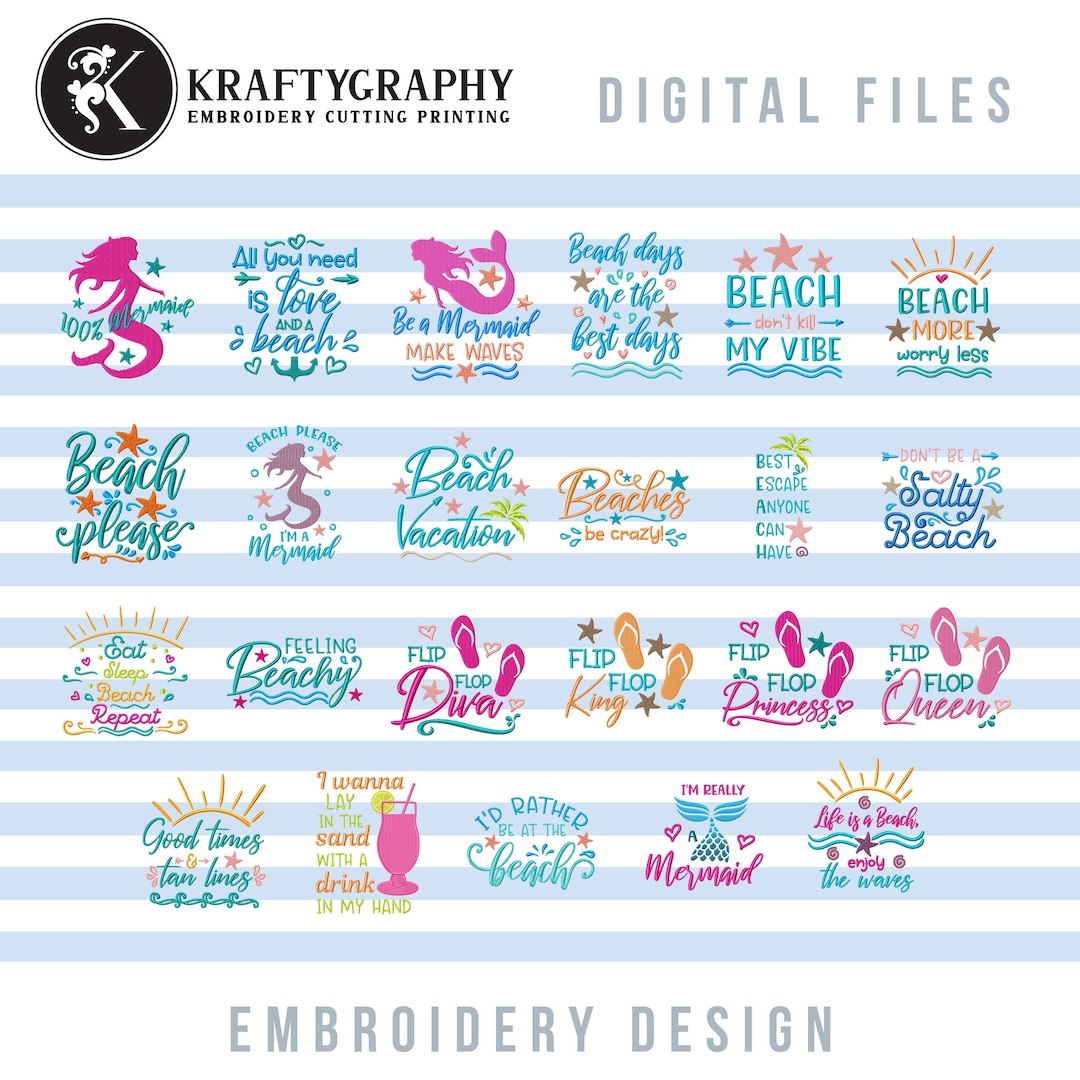Beach Machine Embroidery Designs Multiple Sizes and File Types - Etsy