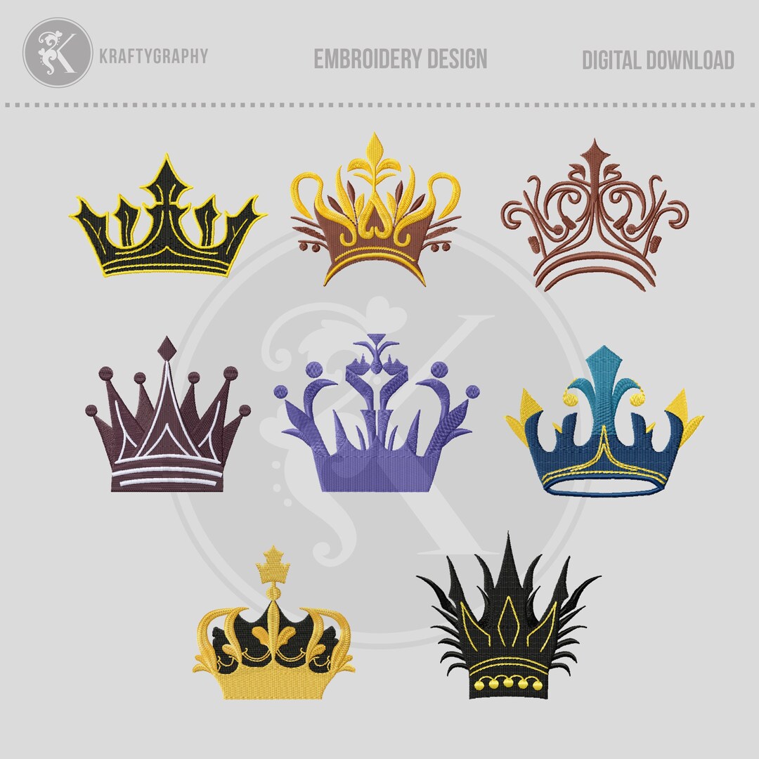 Crowns Machine Embroidery Designs Bundle, Decorative Elements ...