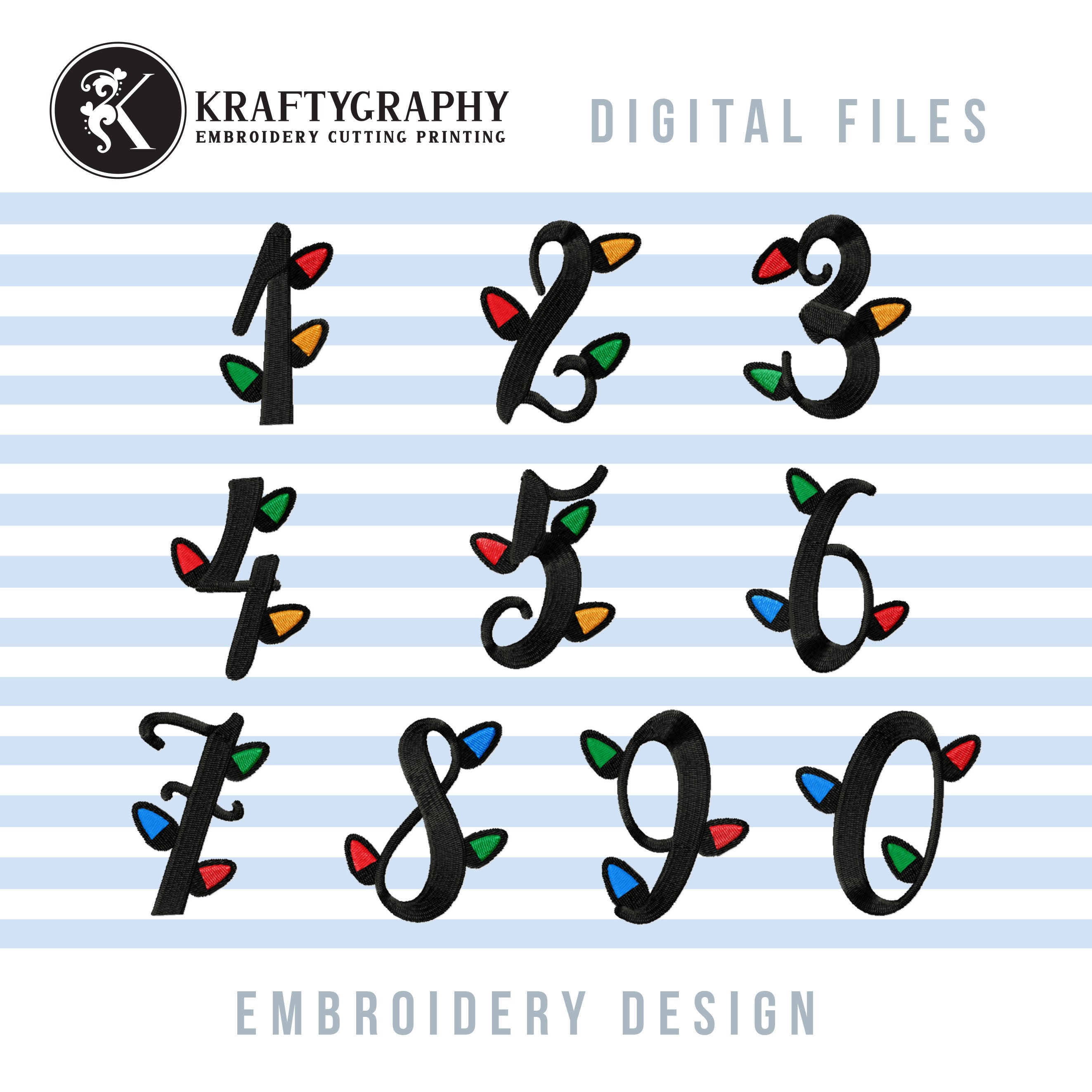 Christmas Lights Machine Embroidery Font Christmas Alphabet - Etsy