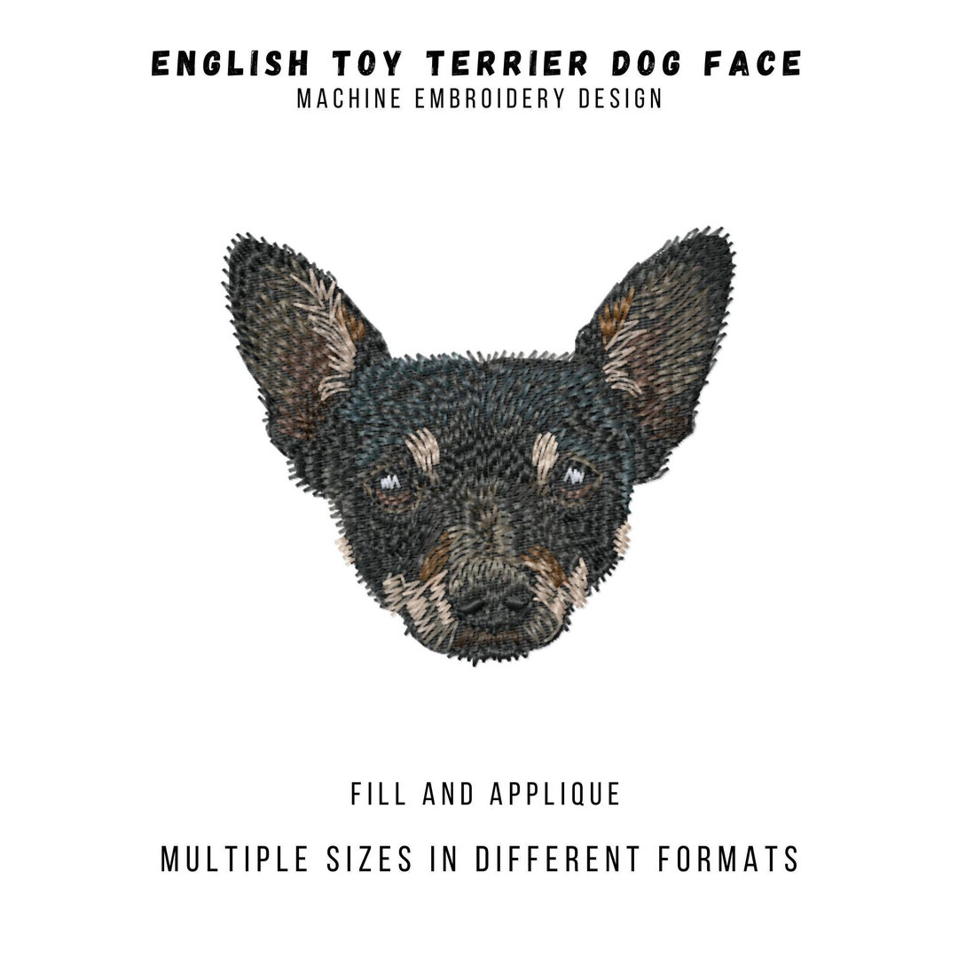 English Terrier Toy Dog Face Machine Embroidery Designs, Fill Stitch ...