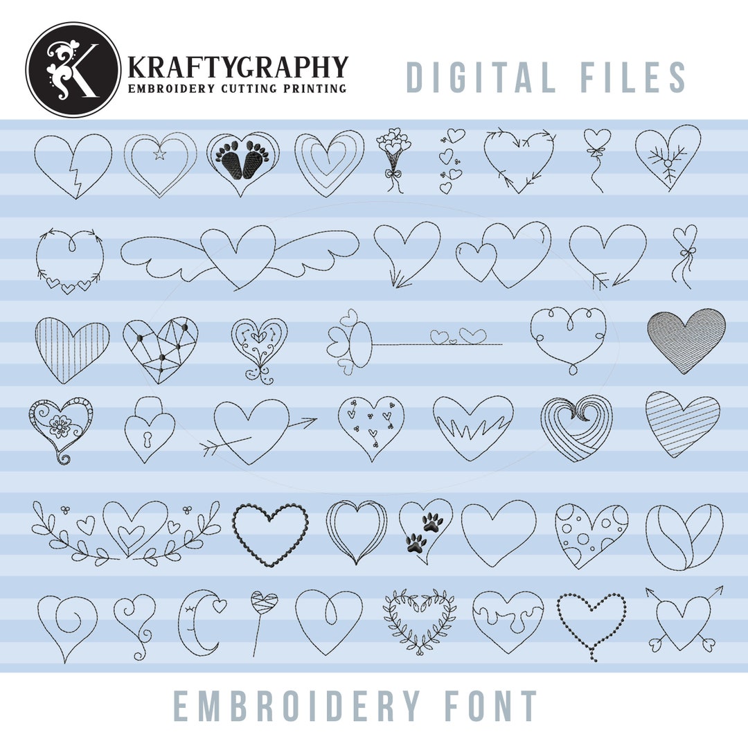44 Heart Machine Embroidery Designs, Heart Doodle Embroidery Patterns ...