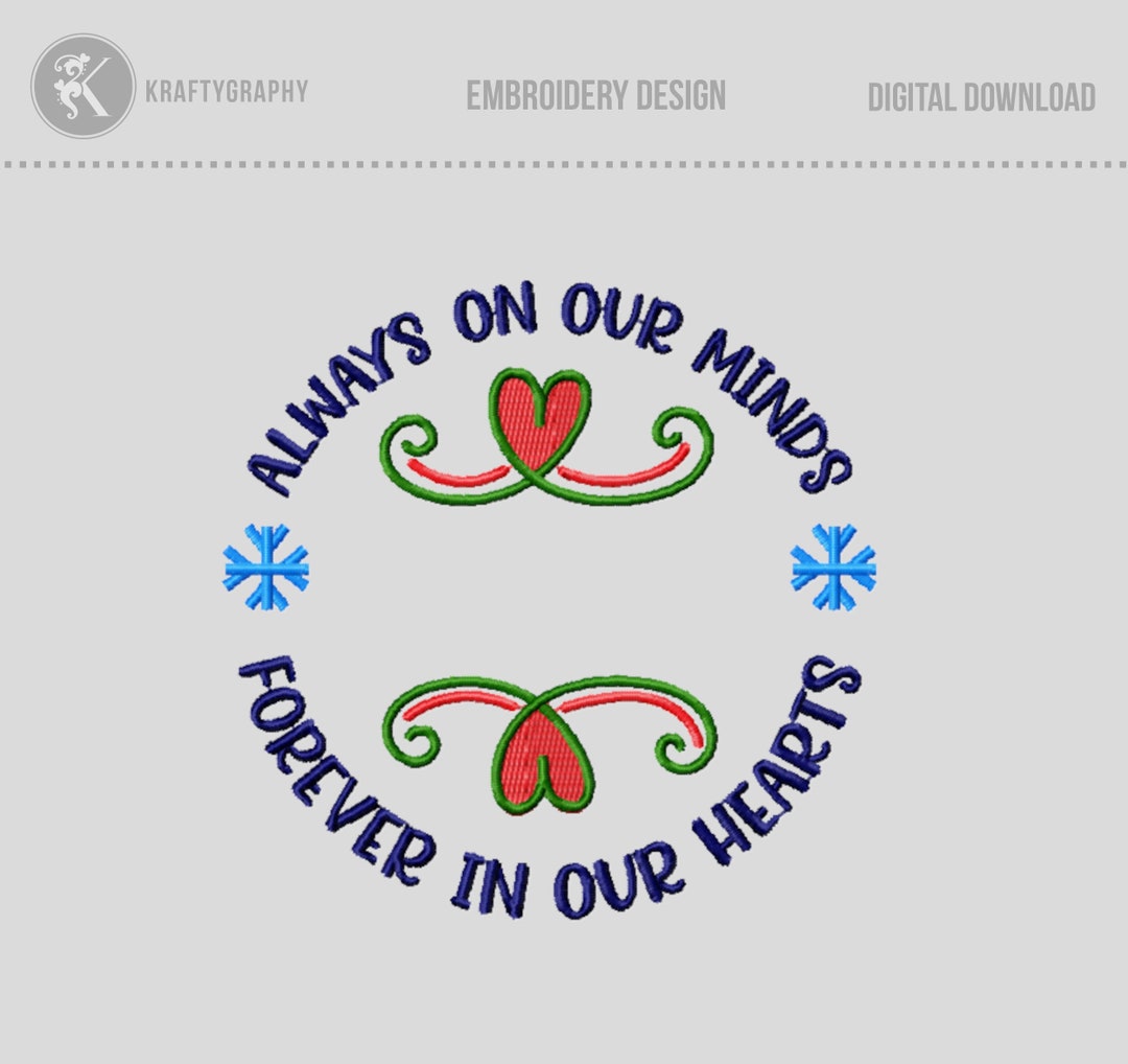 Memorial Machine Embroidery Design: Forever in Our Hearts, 2in - 8in - Etsy