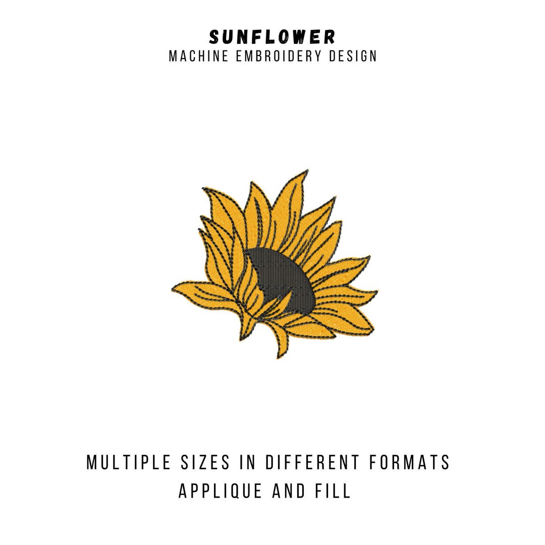 Sunflower Fill and Applique Machine Embroidery Design, Big Size ...