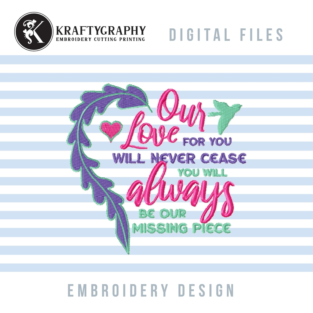 Memorial Embroidery Design: Grief Word Art, Memory Pillow Pattern ...