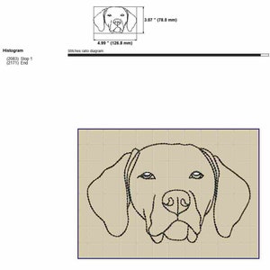 German Pointer Face Machine Embroidery Design Outline, Backstitch Run ...