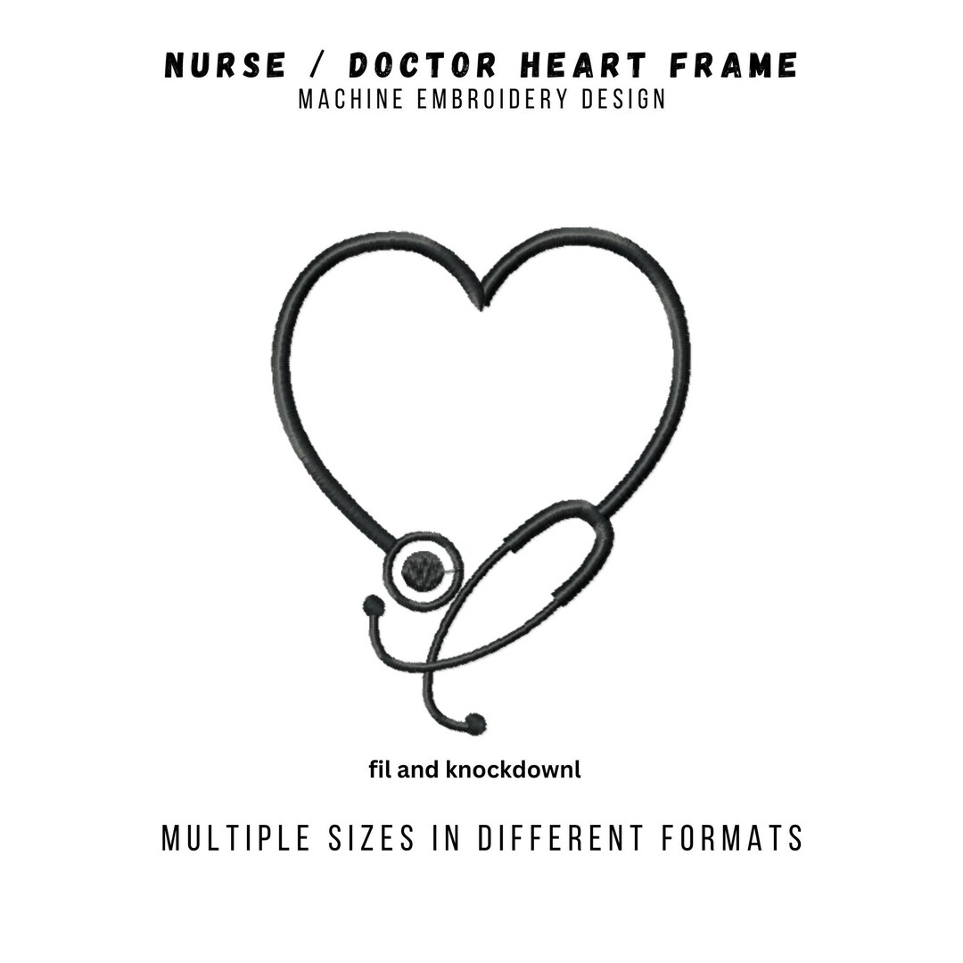 Stethoscope Heart Machine Embroidery Design: Nurse Doctor Monogram ...
