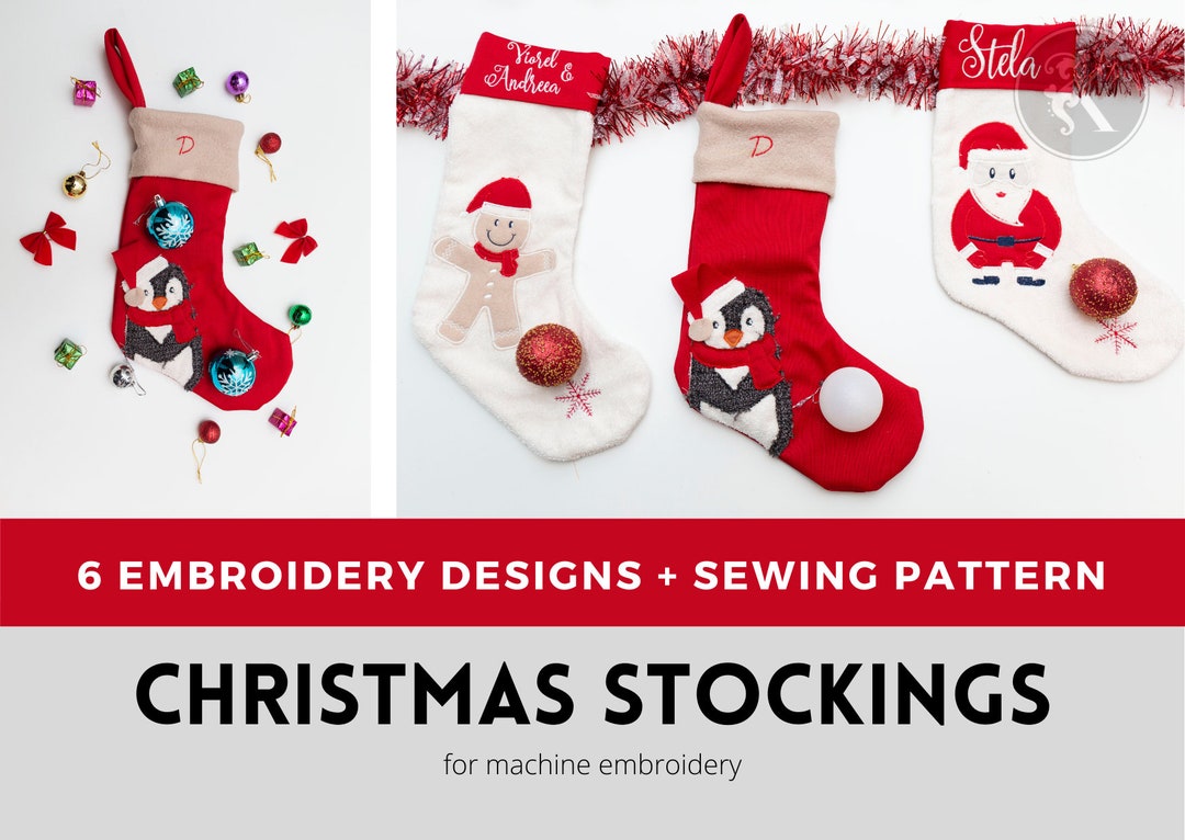 Christmas Stocking Machine Embroidery Designs: Santa, Snowman Digital ...