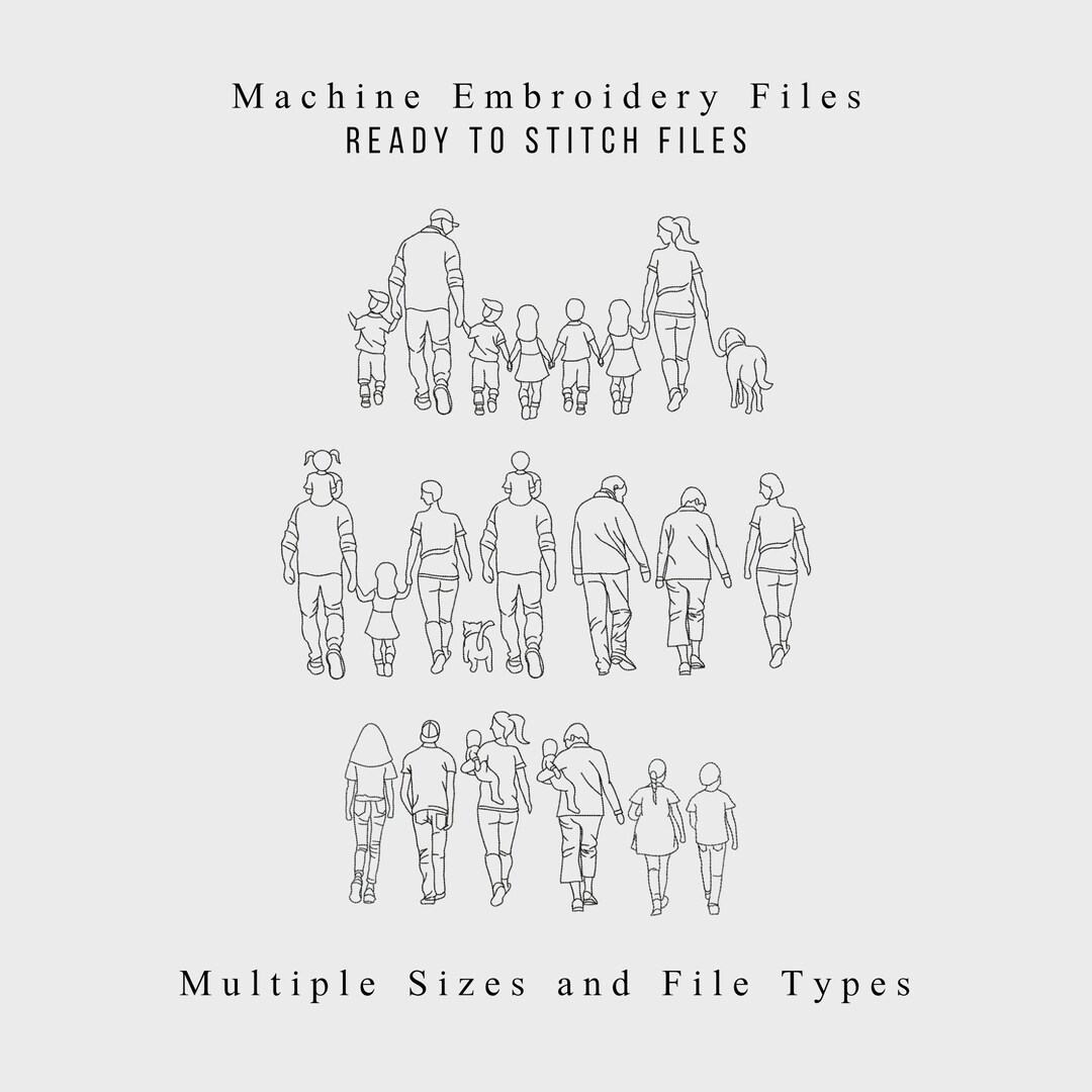 Family Outline Embroidery Designs: Customizable Machine Patterns ...