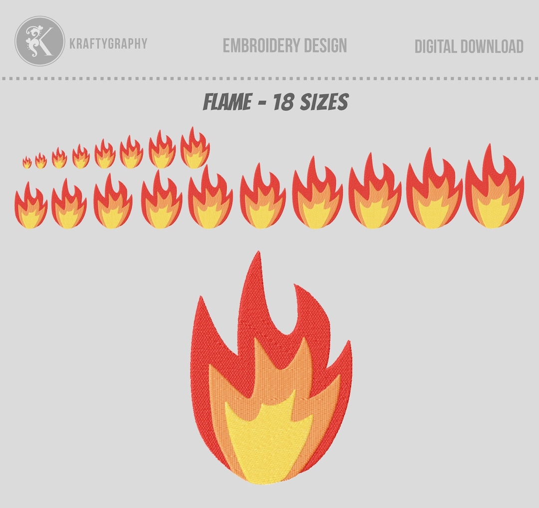 Flames Machine Embroidery Design, Mini Flame Embroidery Patterns, Camp ...