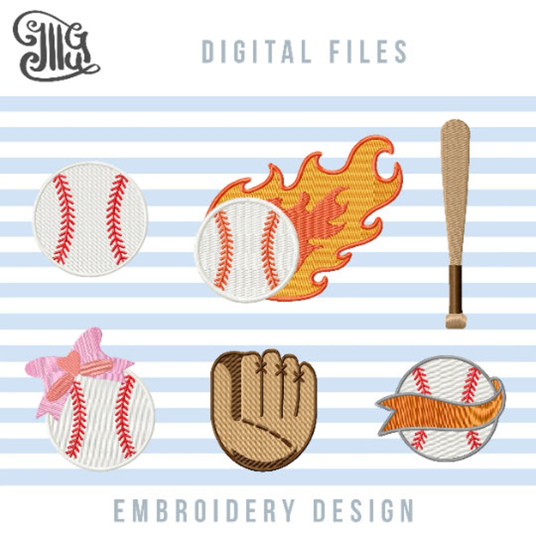 Baseball Embroidery Designs Bundle Baseball Bow Embroidery - Etsy