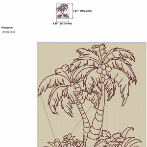 Coconut Tree Machine Embroidery Design: Tropical Scene Digital Files - Etsy