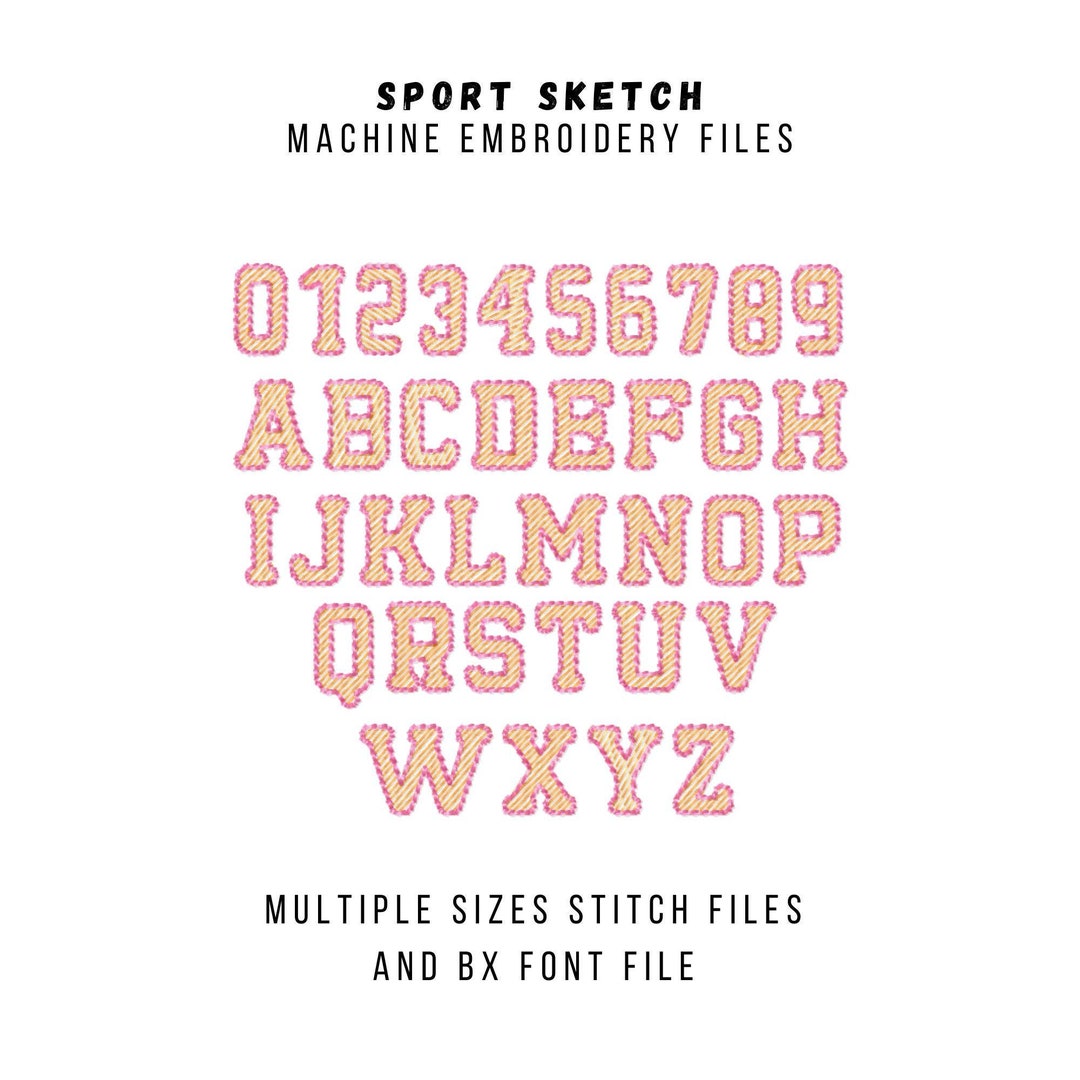 Sport Font Sketch Machine Embroidery Design, Native BX File Included - Etsy