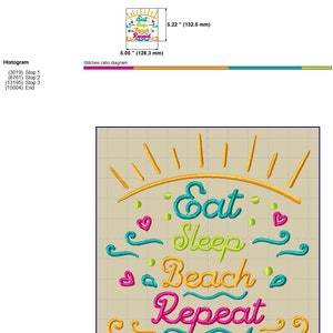 Beach Embroidery Designs, Sun Embroidery Pattern, Waves Embroidery ...