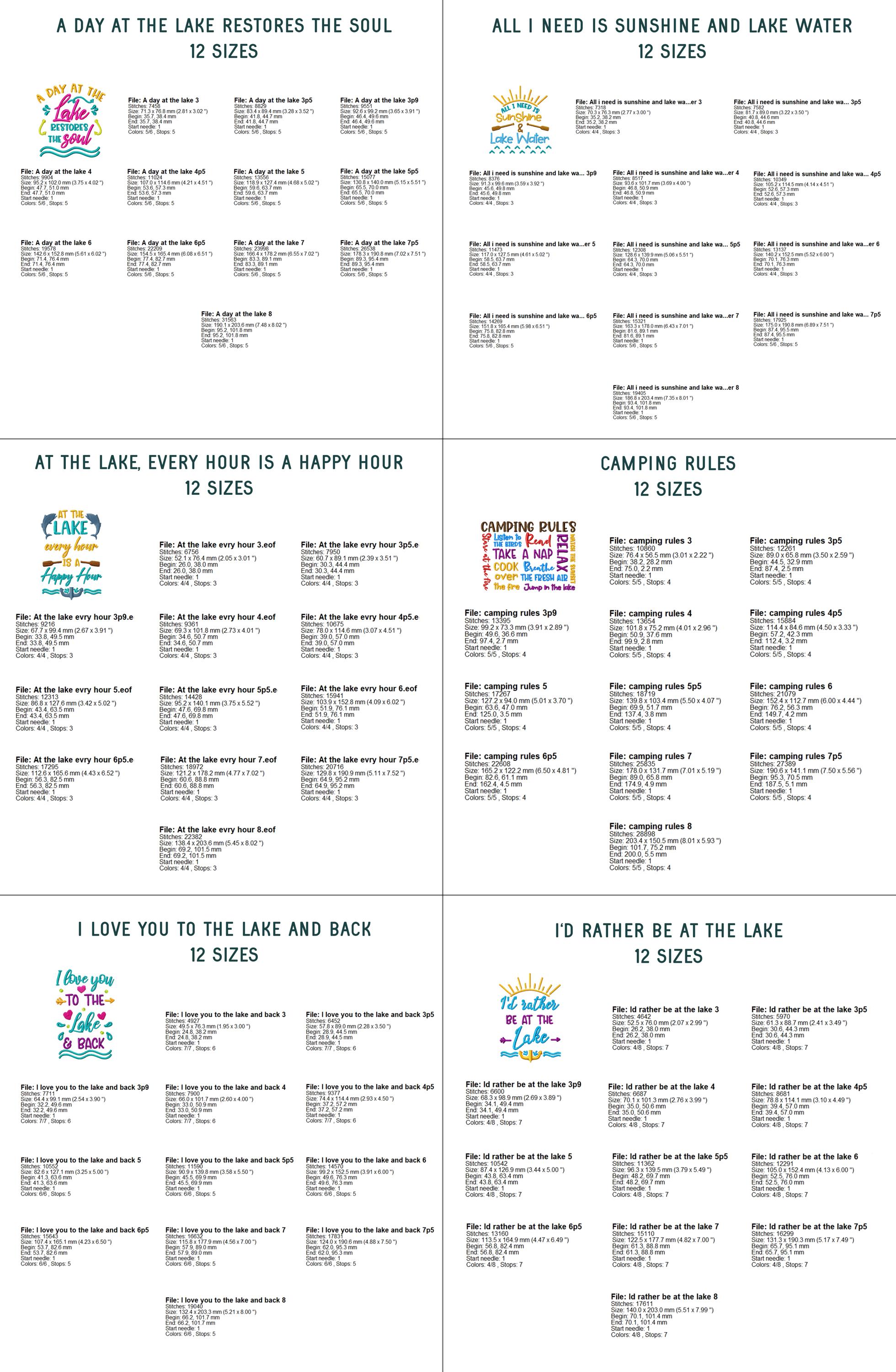 Lake Machine Embroidery Design Bundle: Funny Sayings Patterns, Multiple ...