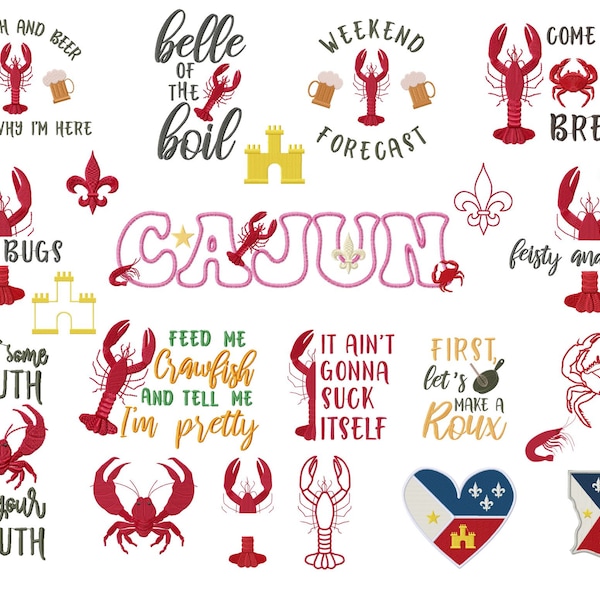 Cajun Crawfish Embroidery Design - Etsy