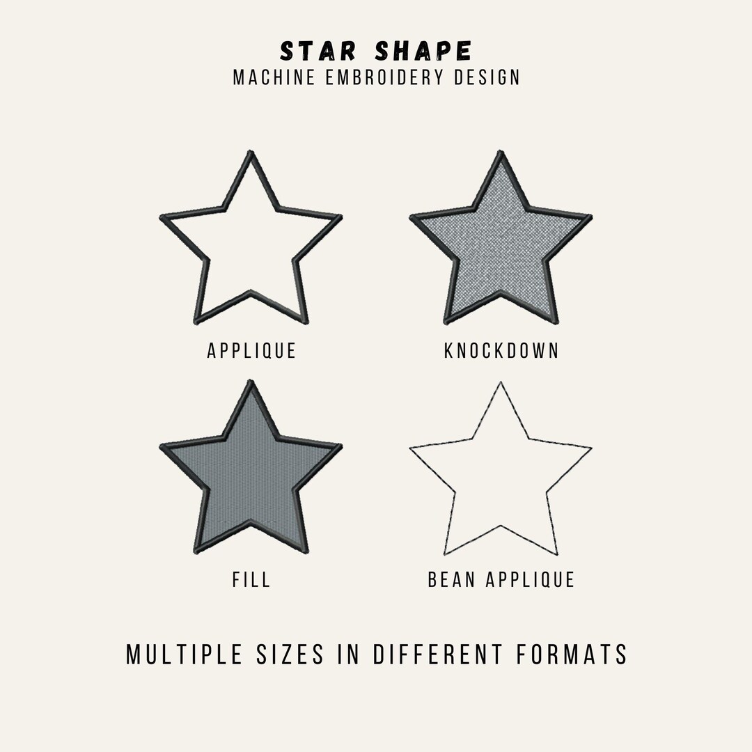Star Machine Embroidery Design: Satin and Bean Applique, Fill and ...