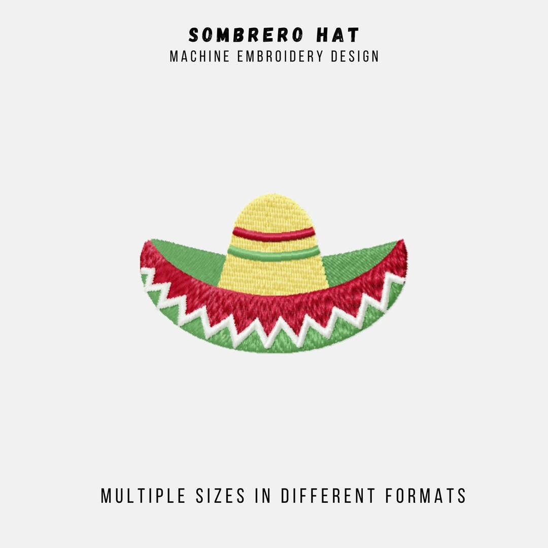 Sombrero Hat Machine Embroidery Design, Mexican Patterns: 1.5in - 4in ...