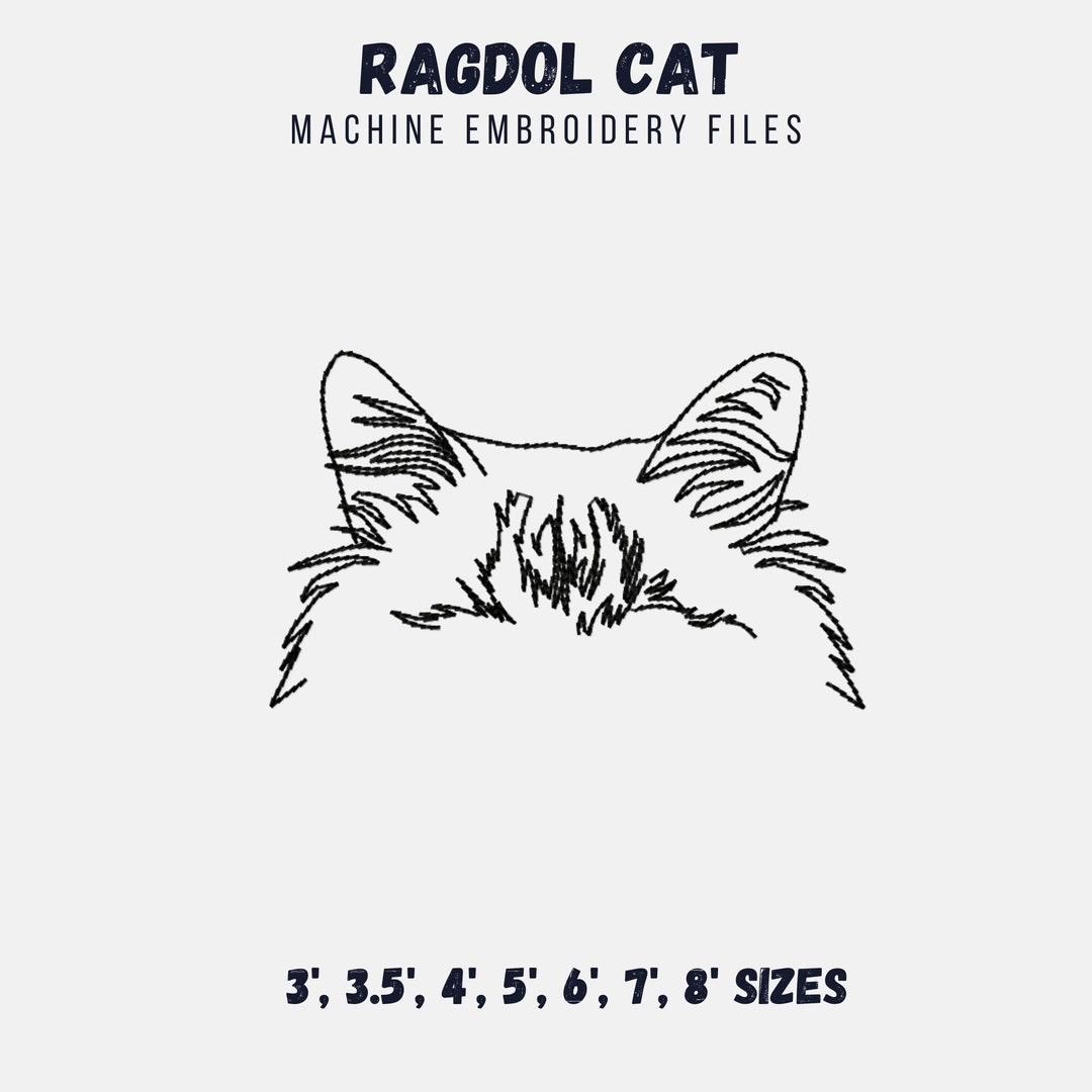 Tabby Ragdoll Cat Ears Machine Embroidery Design Outline - Etsy