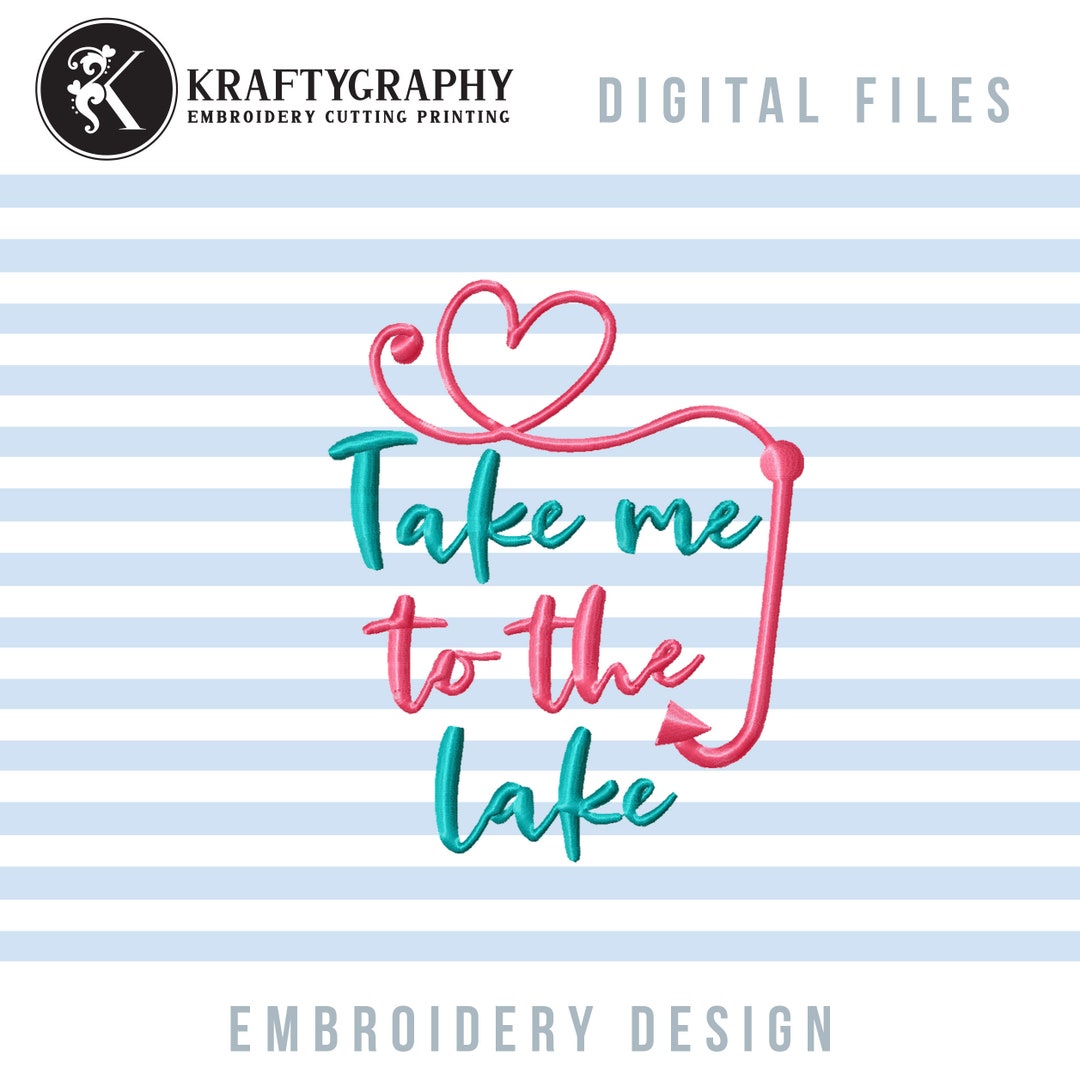 Lake Machine Embroidery Pes Files, Lake Girl Embroidery Patterns, Lake ...