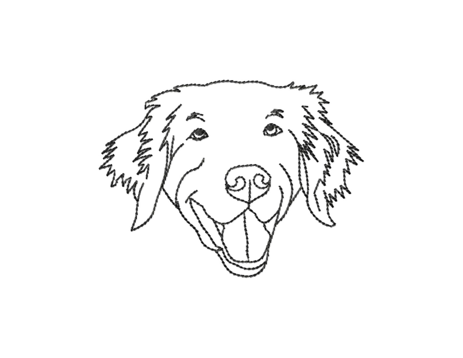 Golden Retriever Face Machine Embroidery Design: Dog Sketch Outline ...