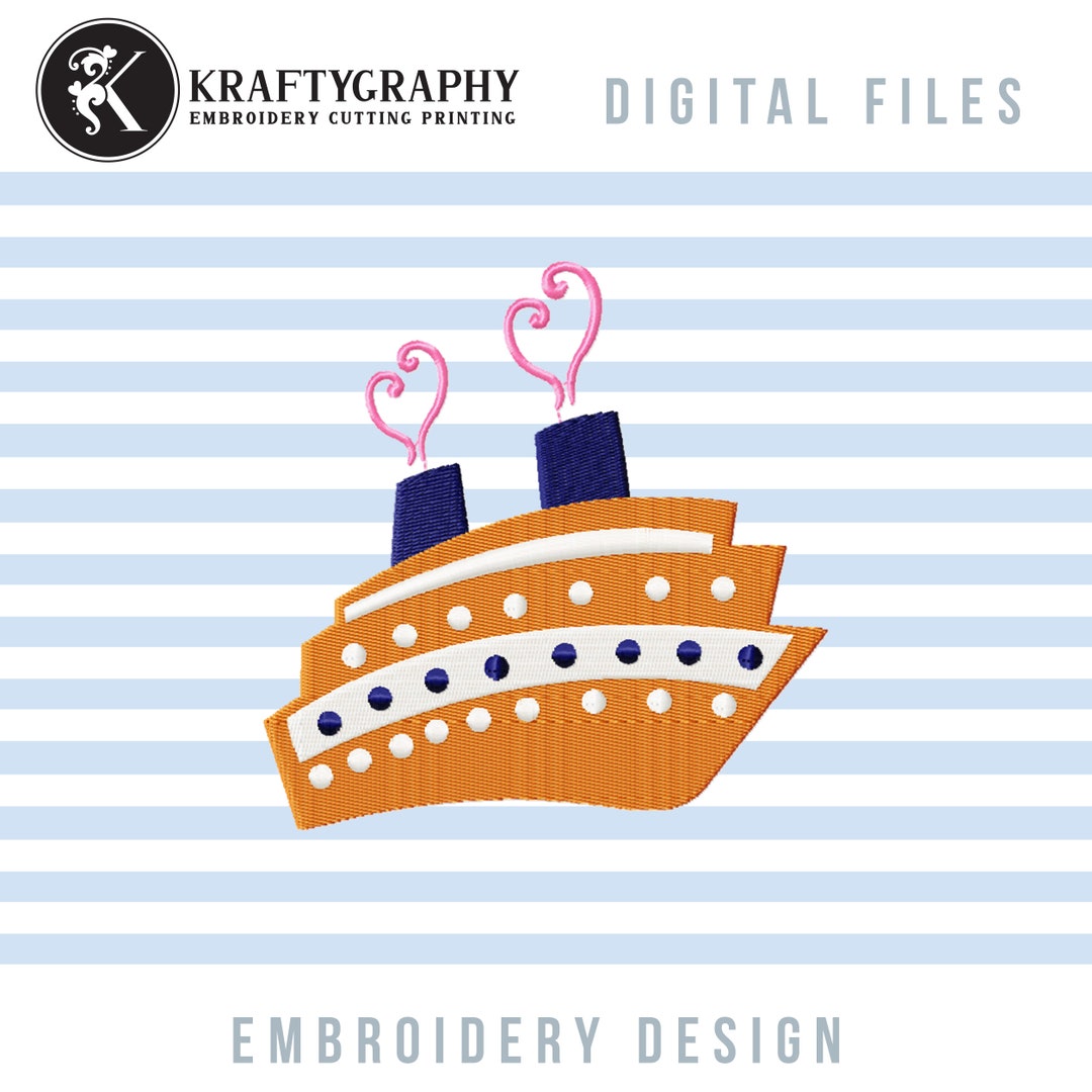 Cute Cruise Ship Machine Embroidery Designs, Cruise Boat Embroidery ...