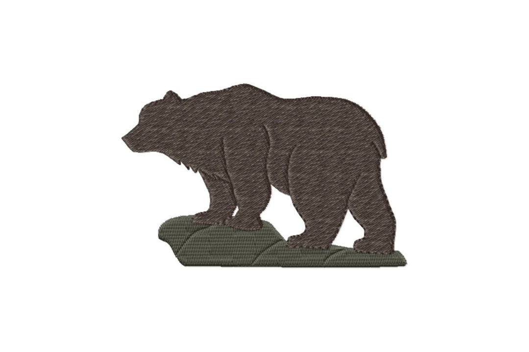 Bear on Rock Embroidery Design: Fill Stitch Silhouette (machine Files ...