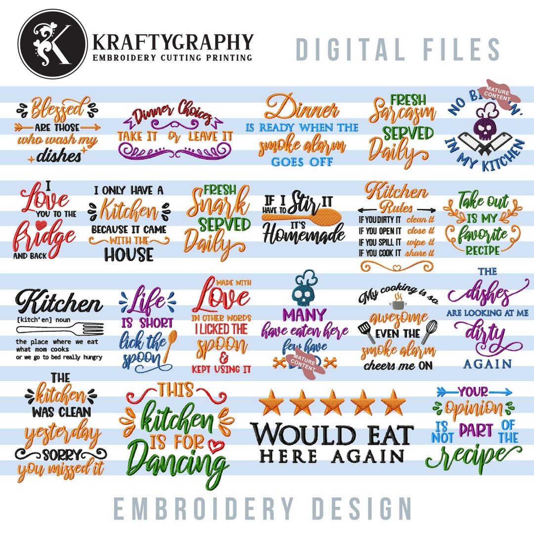 Kitchen Machine Embroidery Design Bundle: Adult Humor Sayings - Etsy