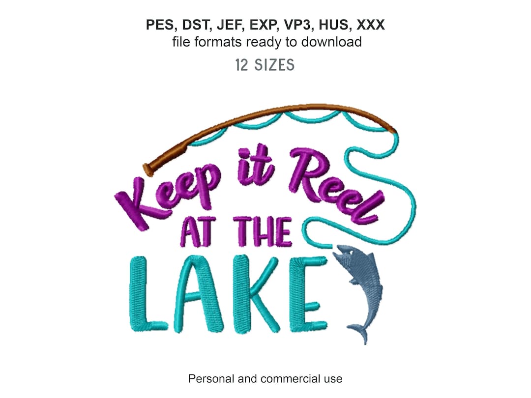 Lake Fishing Machine Embroidery Designs, Lake Embroidery Sayings, Fish ...