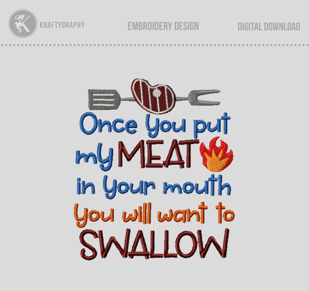 BBQ Machine Embroidery Designs for Men, Rude Saying Pattern, Multiple ...