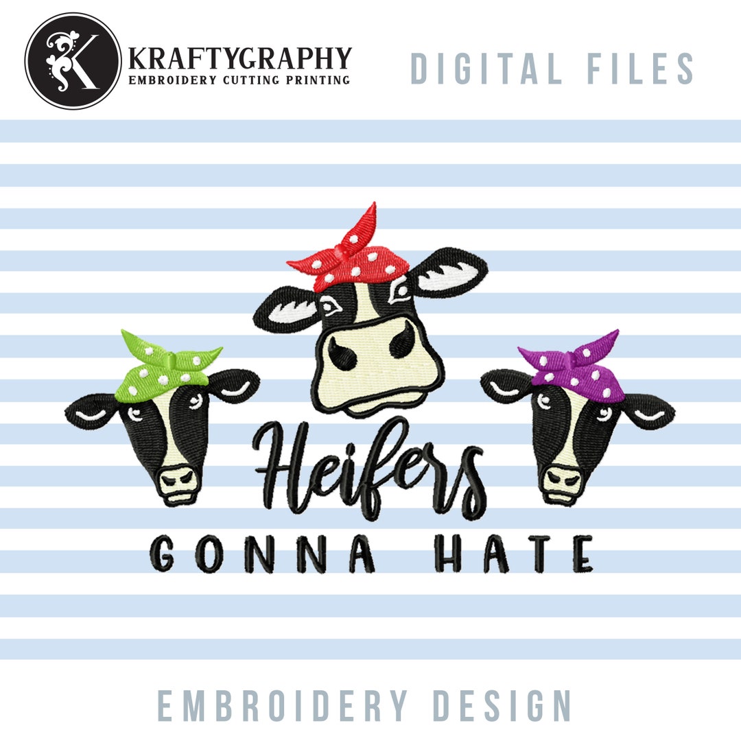 Cow Head Embroidery Designs Heifer With Bandana VP3 Cow - Etsy