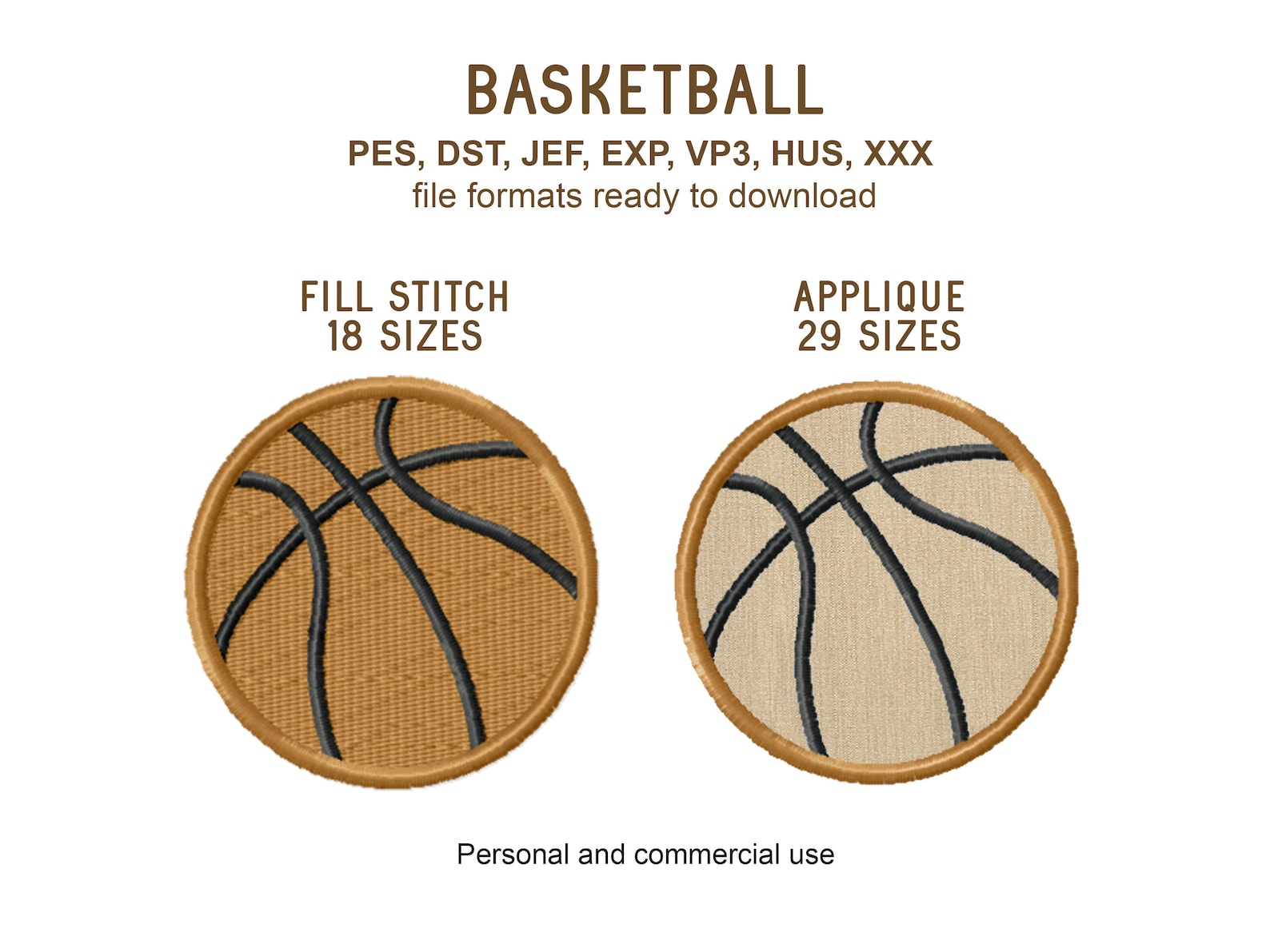 Basketball Machine Embroidery Designs: Applique & Fill Stitch (digital ...