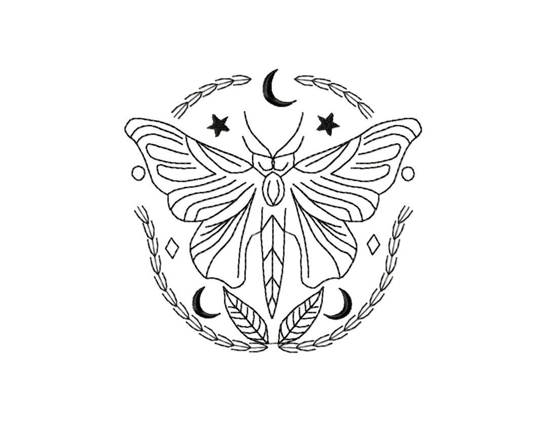 Celestial Moth Machine Embroidery Designs, Boho Embroidery Patterns ...
