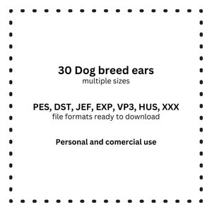 30 Dog Ears Machine Embroidery Design Bundle: Breeds Outline for Dog ...