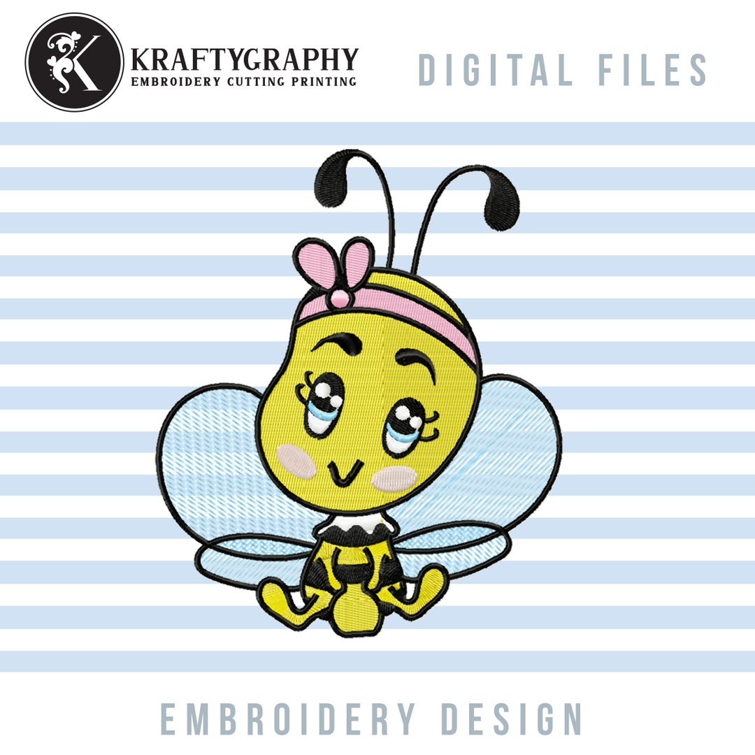 Cute Baby Bee Machine Embroidery Patterns, Little Bee Embroidery ...