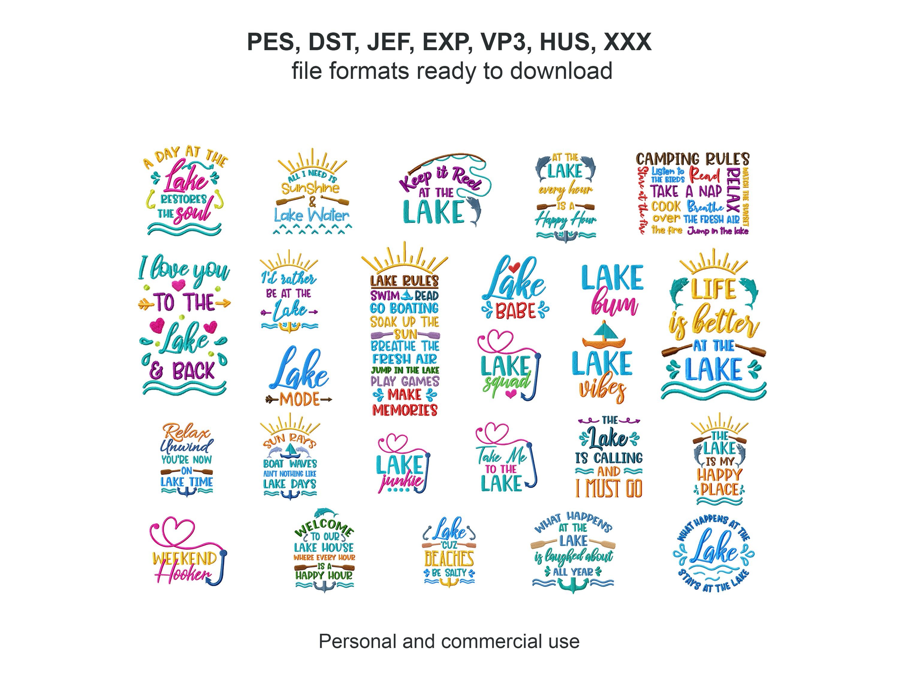 Lake Machine Embroidery Design Bundle: Funny Sayings Patterns, Multiple ...