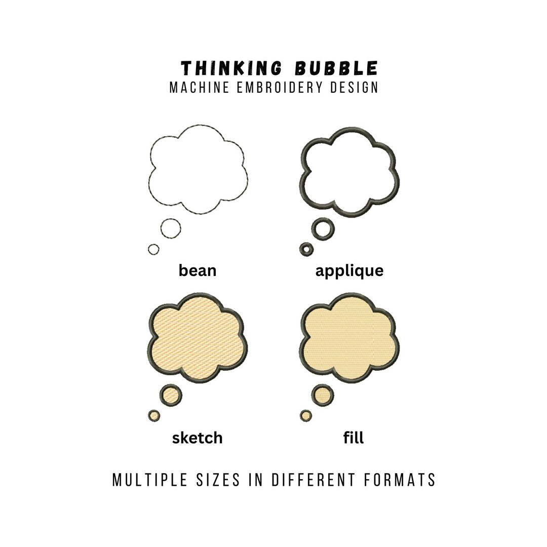 Thinking Bubble Frame Embroidery Design: Applique, Fill, Sketch and ...