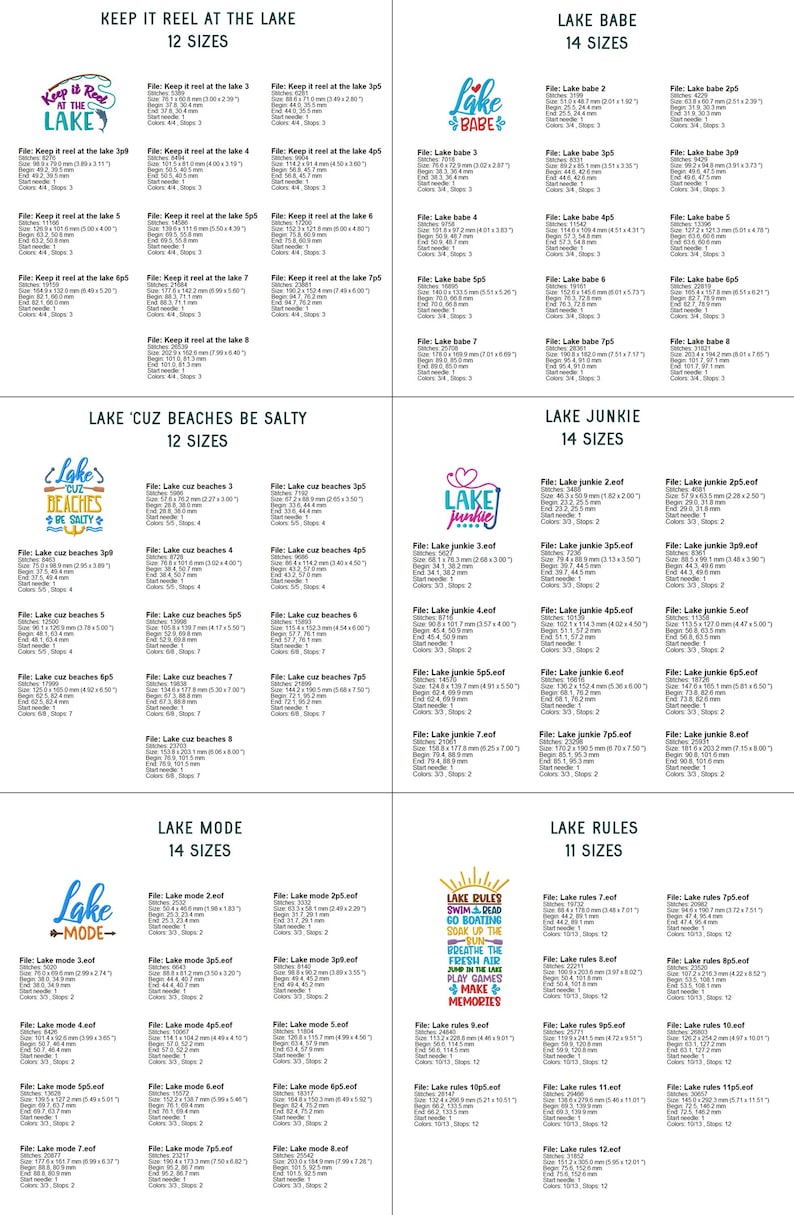 Lake Machine Embroidery Design Bundle: Funny Sayings Patterns, Multiple ...