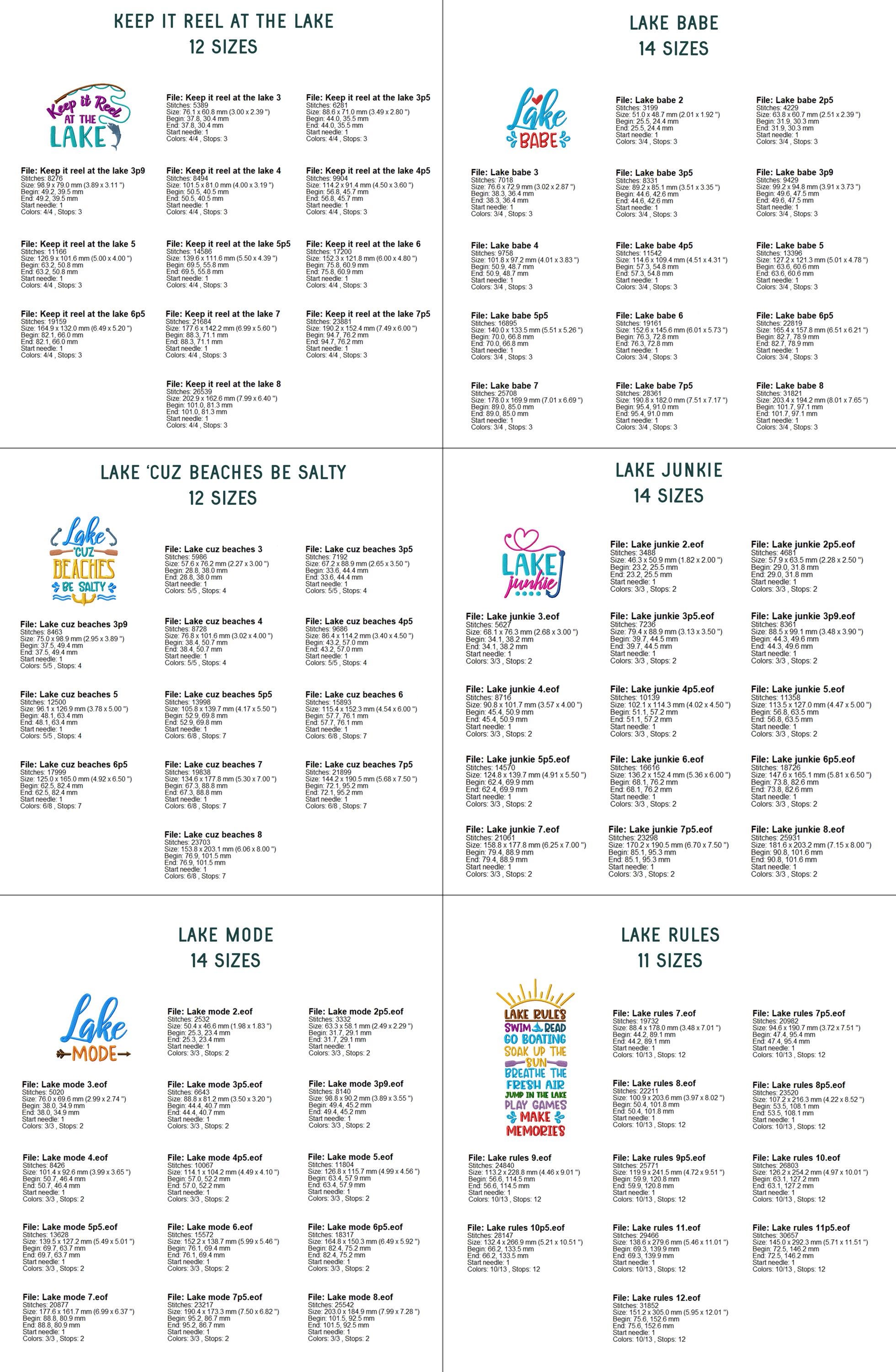Lake Machine Embroidery Design Bundle: Funny Sayings Patterns, Multiple ...
