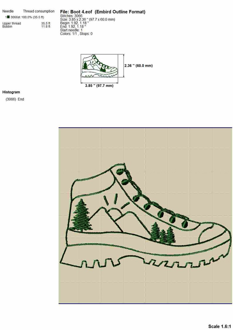 Hiking Boot Machine Embroidery Design Outline: 2in - 8in - Etsy