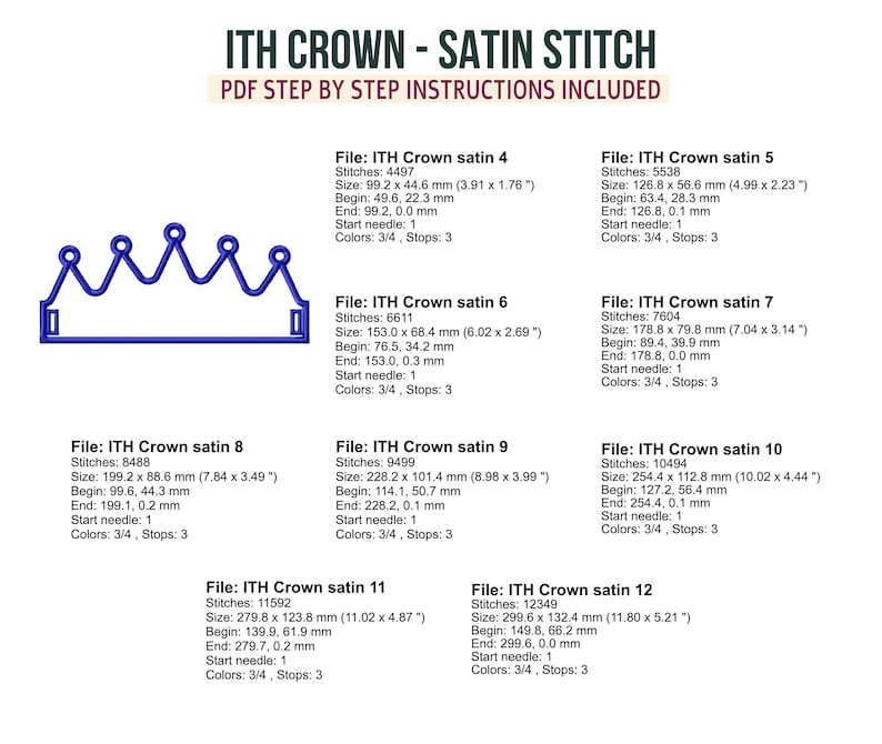 ITH Crown Machine Embroidery Designs for Birthday Parties, Instant ...