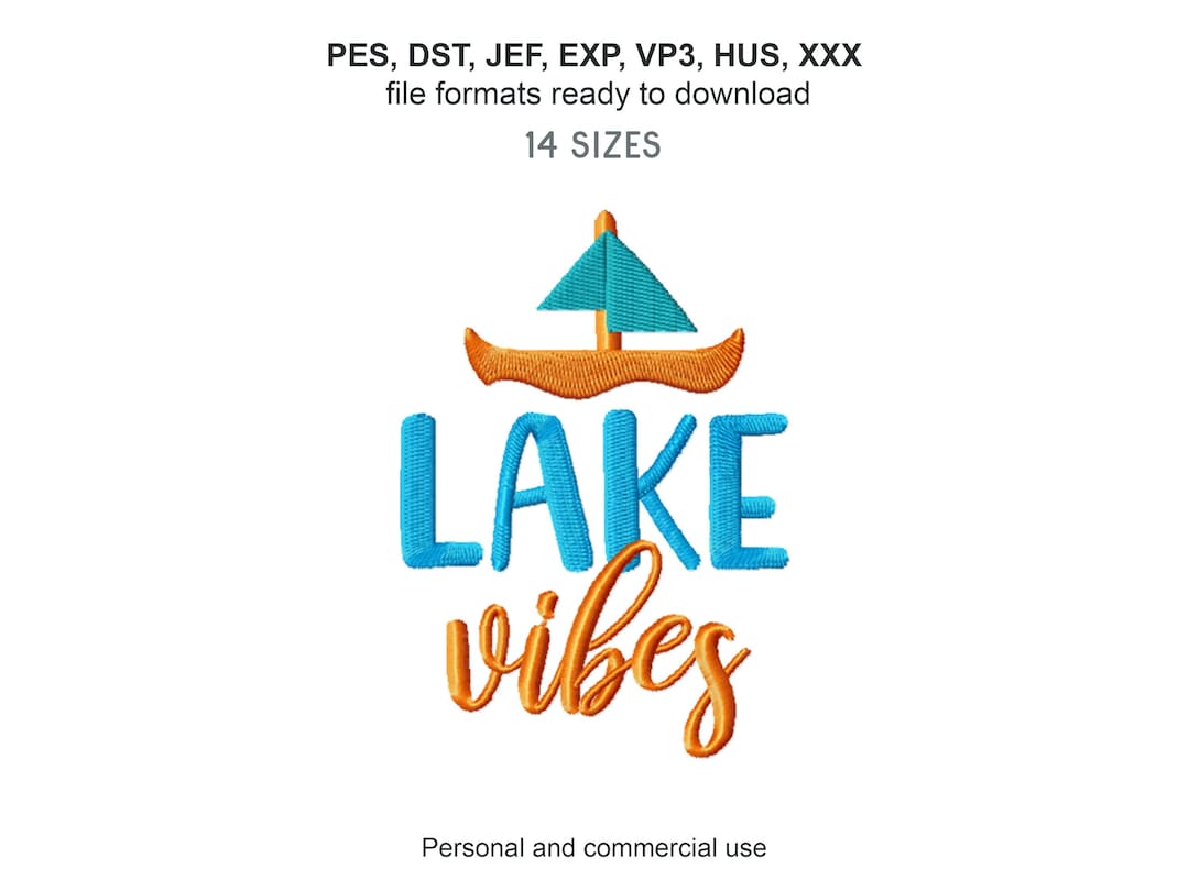 Lake Vibes Machine Embroidery Designs, Boat Embroidery Patterns, Lake ...