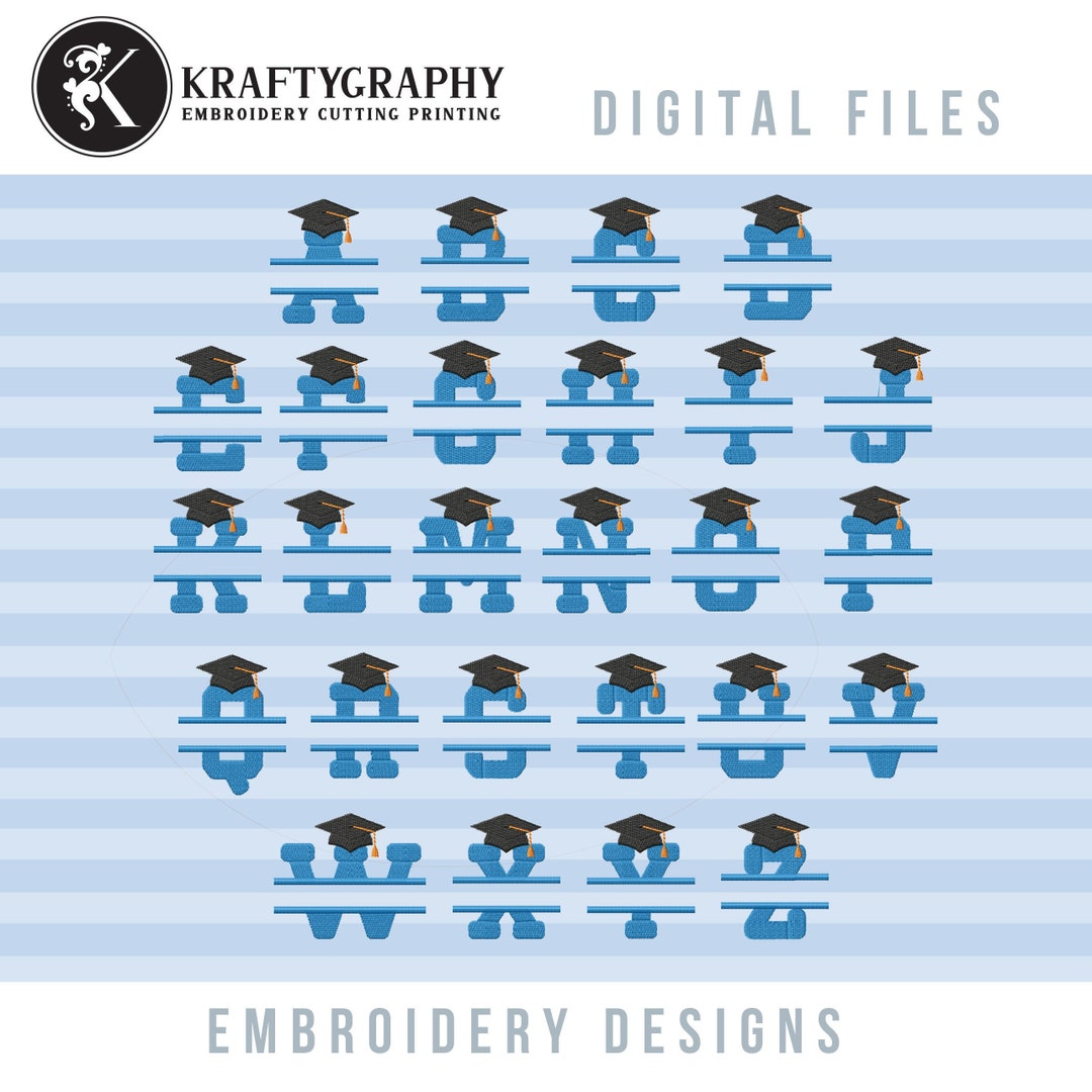 3 BX Graduation Font Embroidery Designs, Graduation Hat on Letters Pes ...