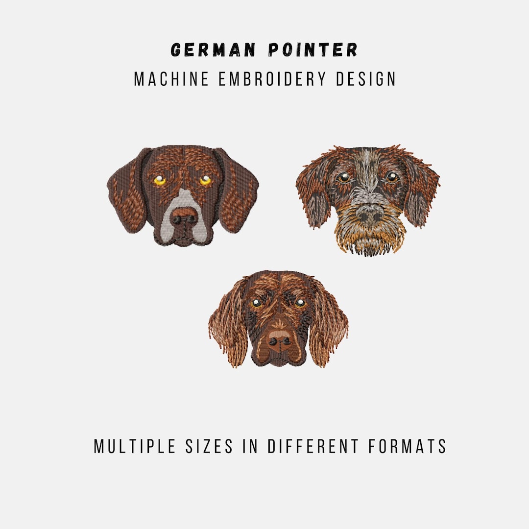 Colorful German Pointer Dog Face Machine Embroidery Design (download ...
