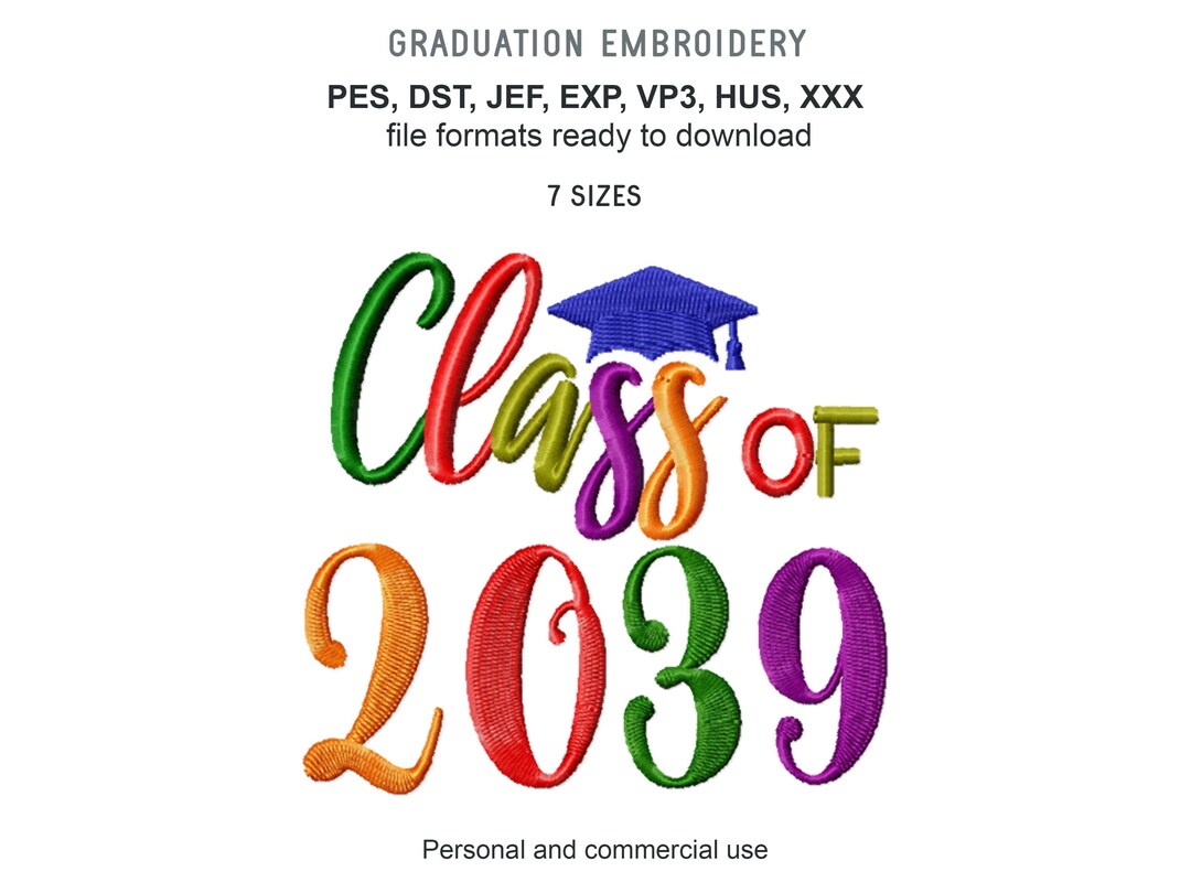 Class of 2039, 2038, 2037 Machine Embroidery Designs, First Day of ...