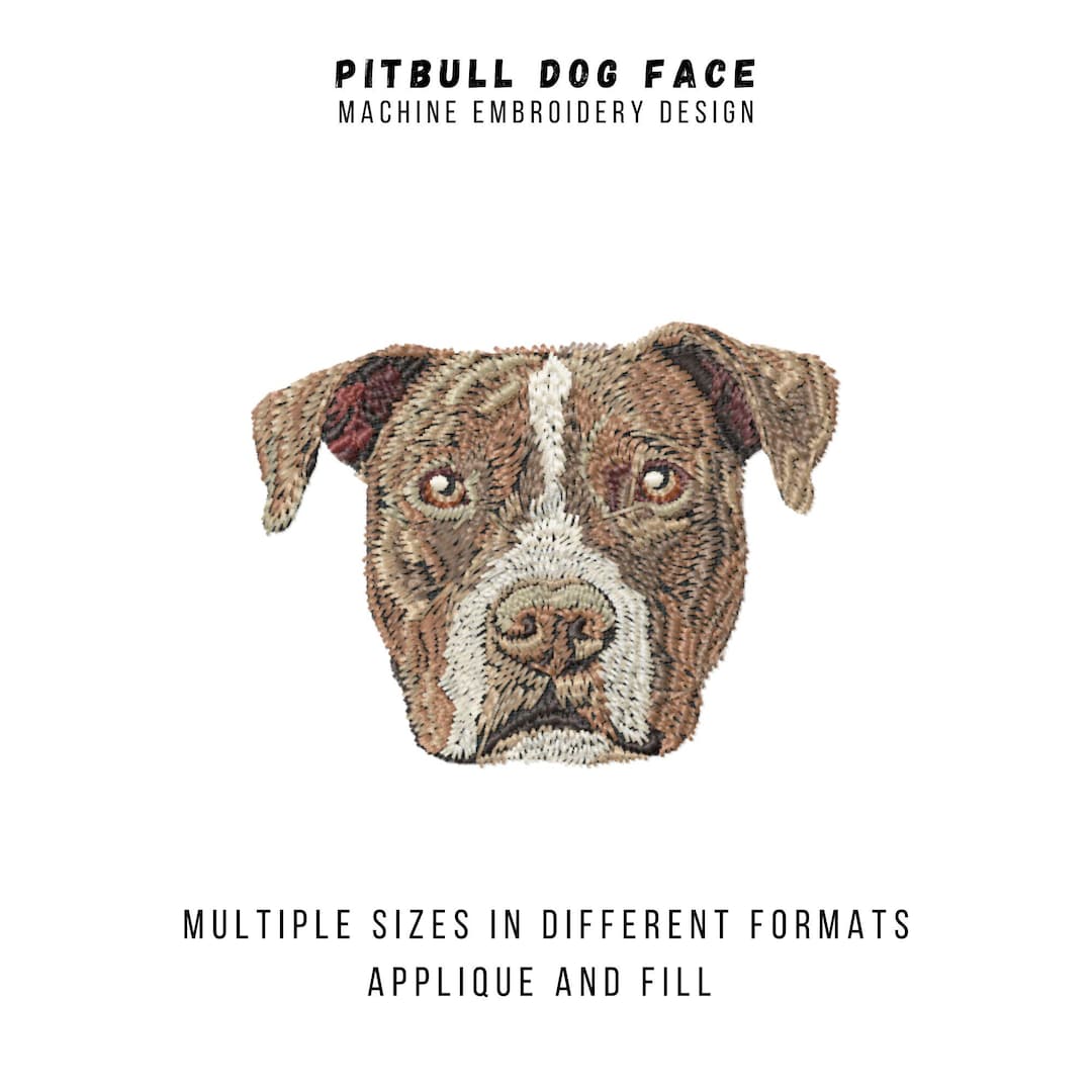 Pitbull Face Machine Embroidery Design, Colorful Dog, Fill and Applique ...