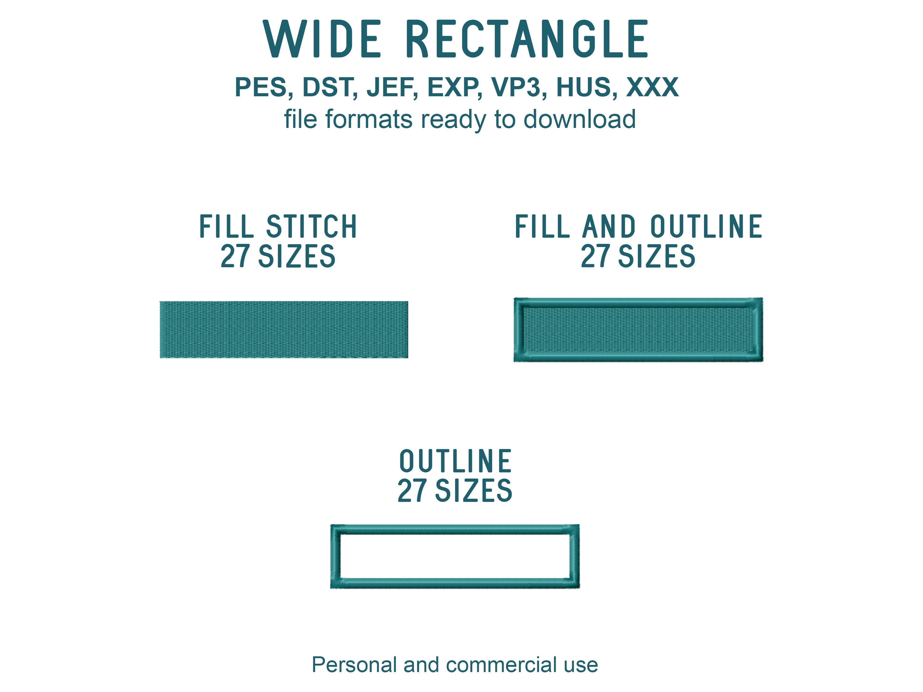 Wide Rectangle Machine Embroidery Design: Filled Stitch and Applique ...