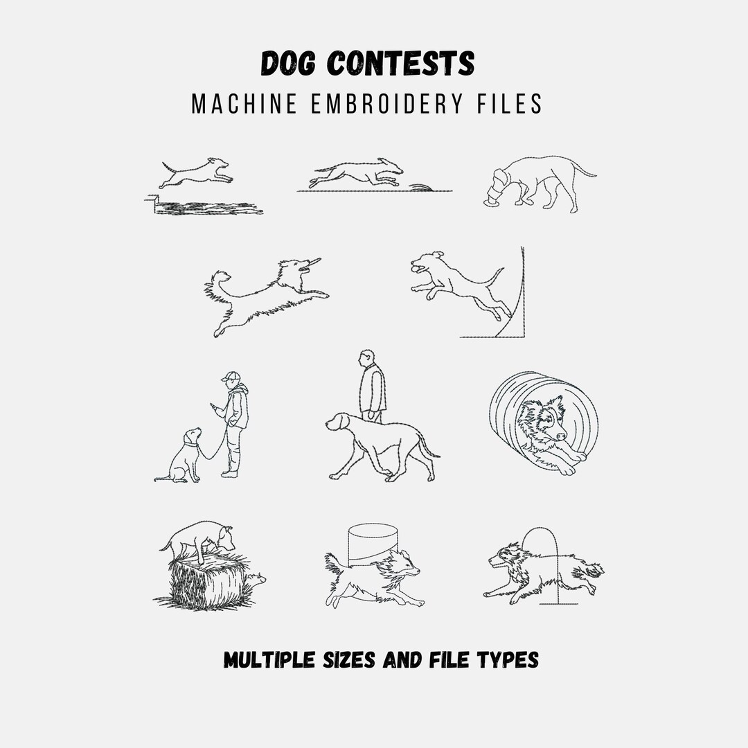 Dog Contests Machine Embroidery Design Bundle (digital Files) - Etsy